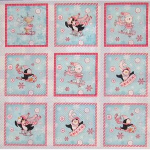 Peppermint Penguins Quilt Panel | 100% Quilting Cotton | 23x41 Inches ...