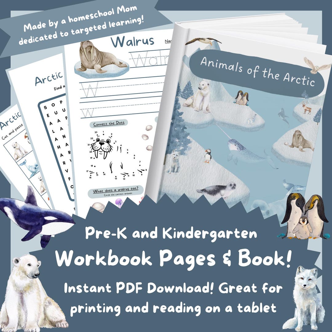 Arctic Animals Pre-k and Kindergarten Book & Worksheets - Etsy