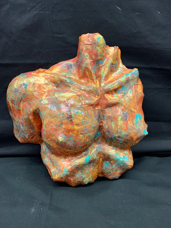 Male Chest Wall Sculpture / Colorful Male Chest Wall Art / | Etsy