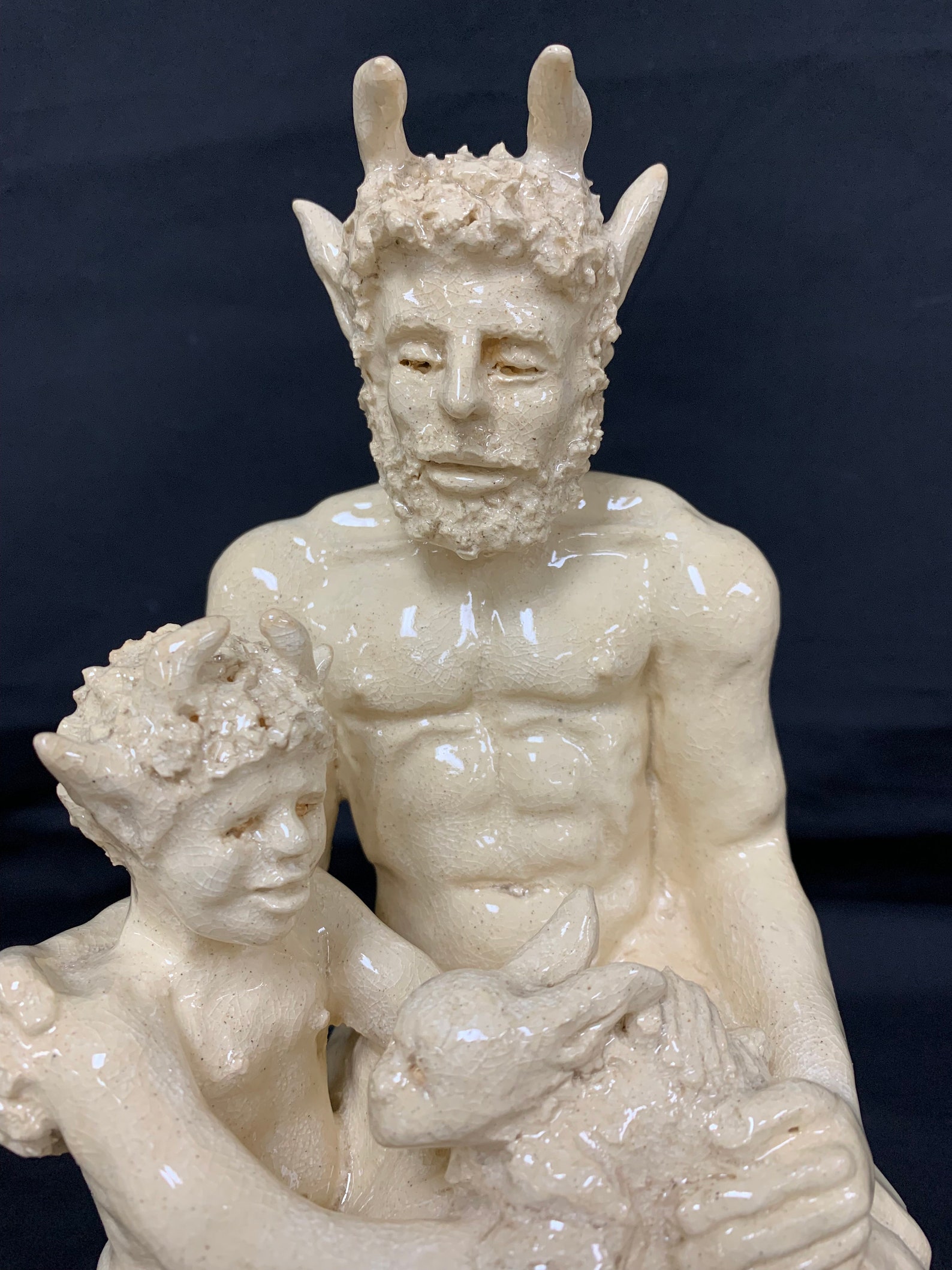Satyr Father With Son / Rabbit Gift / Satyr Sculpture / Statue With ...