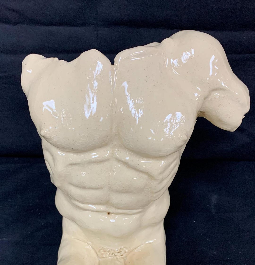 Handcrafted Glazed Stoneware Male Torso Sculpture - Etsy