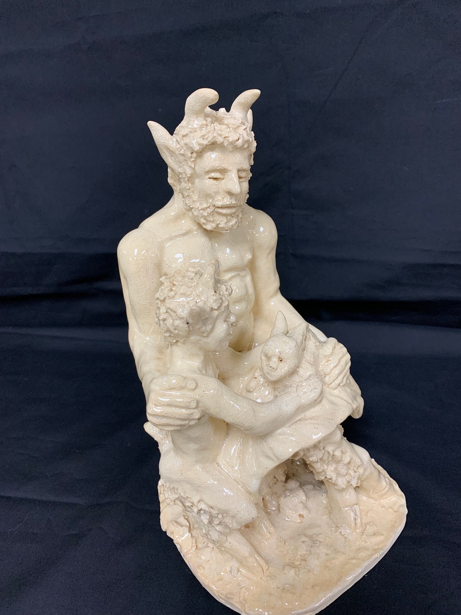 Satyr Father With Son / Rabbit Gift / Satyr Sculpture / Statue With ...