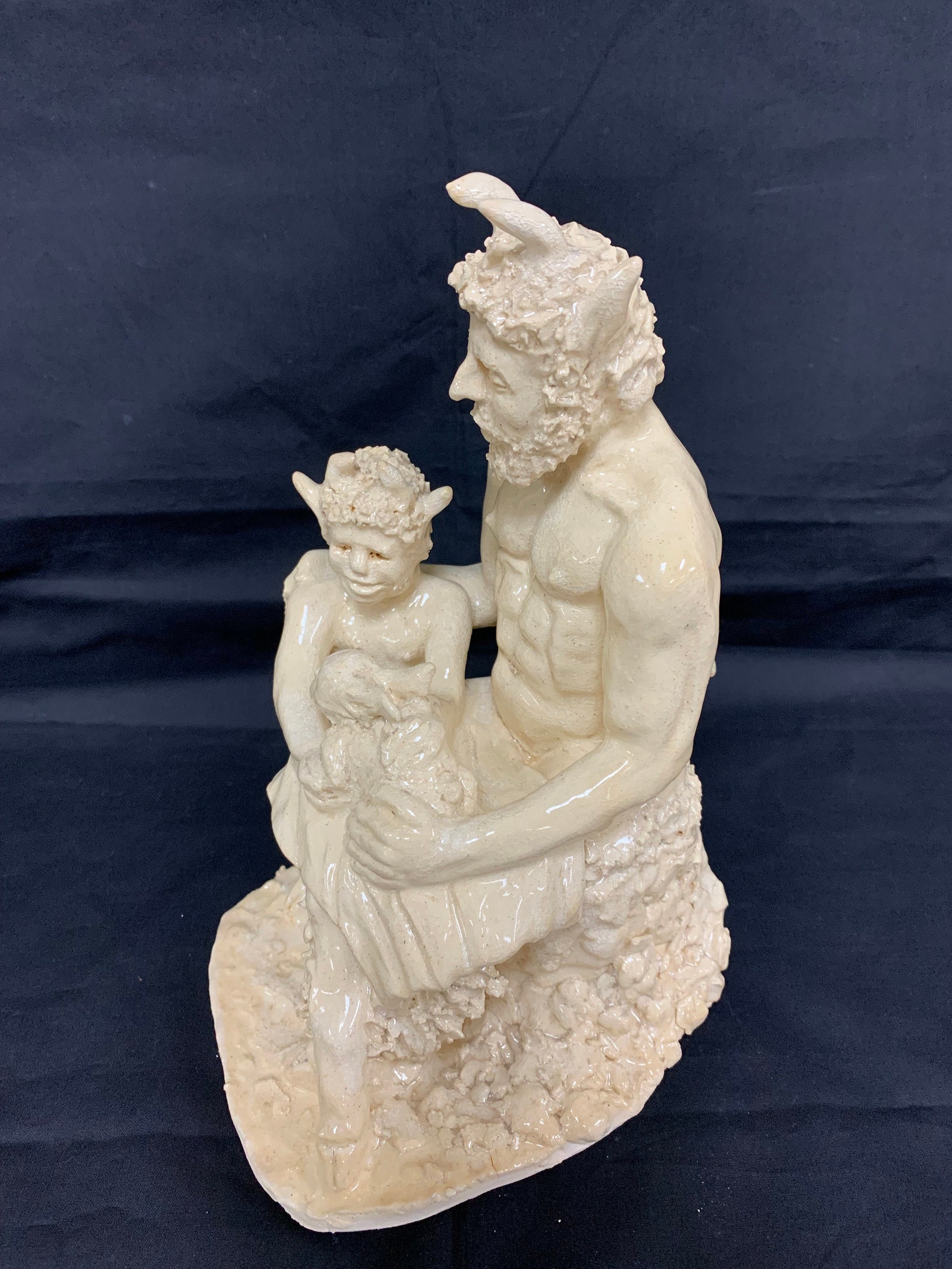 Satyr Father With Son / Rabbit Gift / Satyr Sculpture / Statue With ...