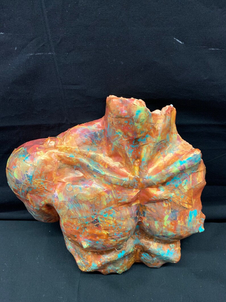 Male Chest Wall Sculpture / Colorful Male Chest Wall Art / - Etsy