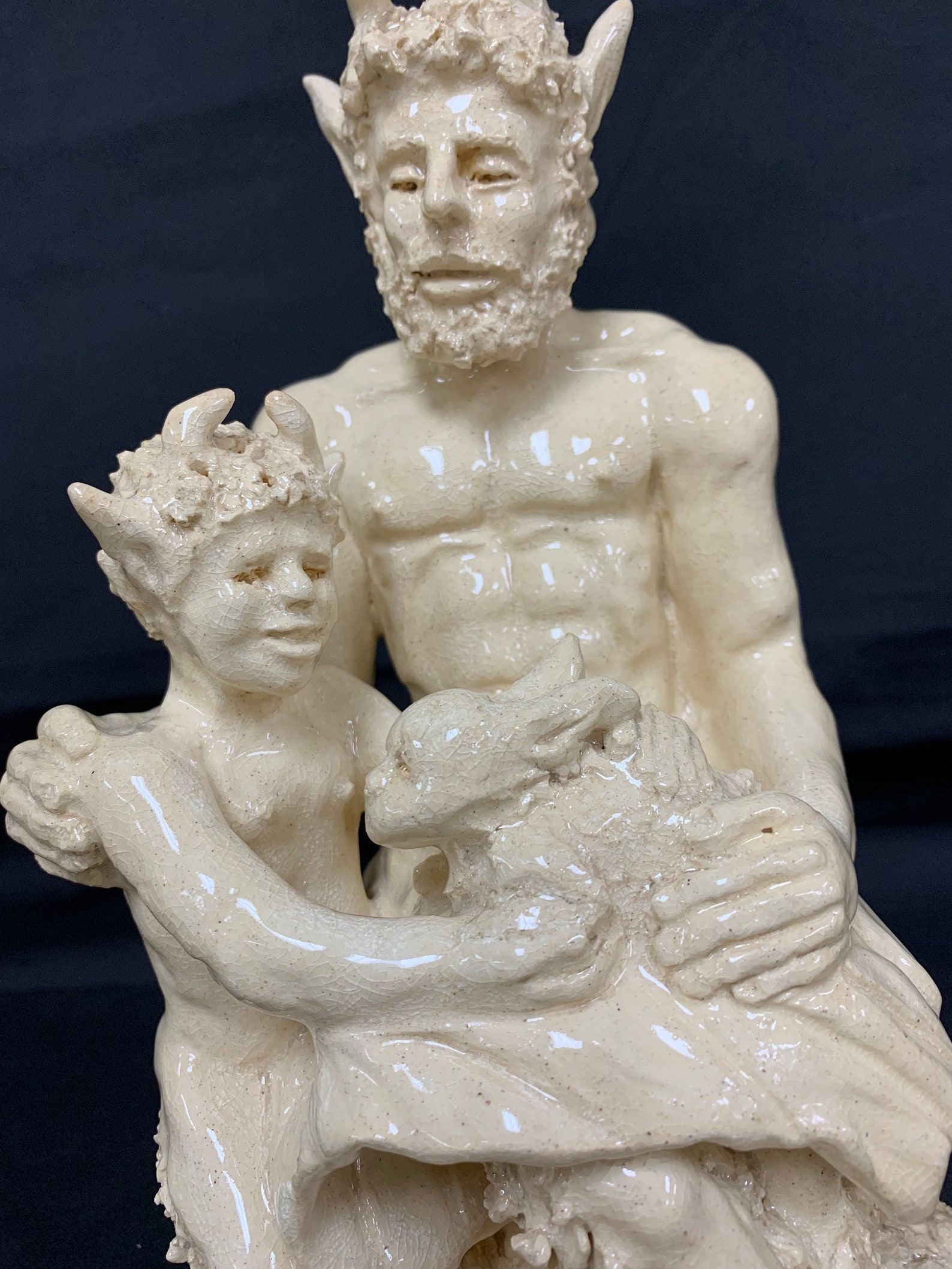 Handcrafted Satyr Father & Son Stoneware Sculpture - Etsy
