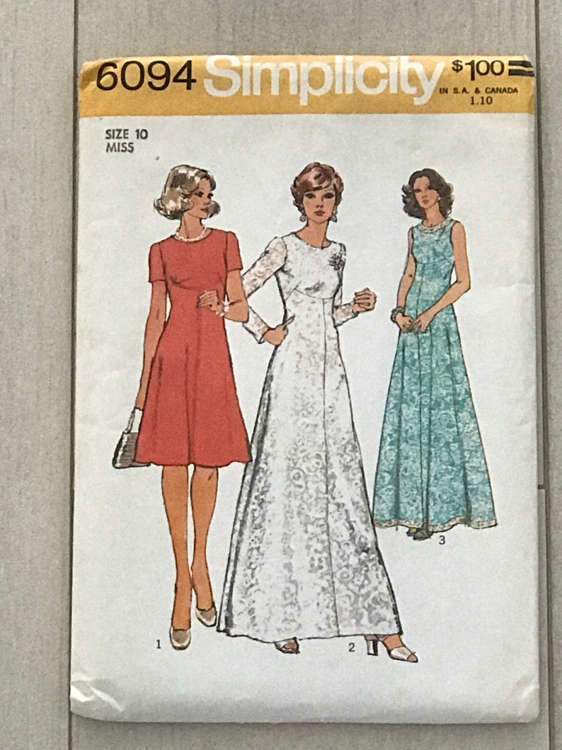 1973 Simplicity Pattern 3064 Vintage Wedding Dress Sewing Pattern ...