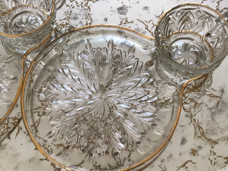 1950s Vintage Snack Set Cut Depression Glass Snack Set With - Etsy