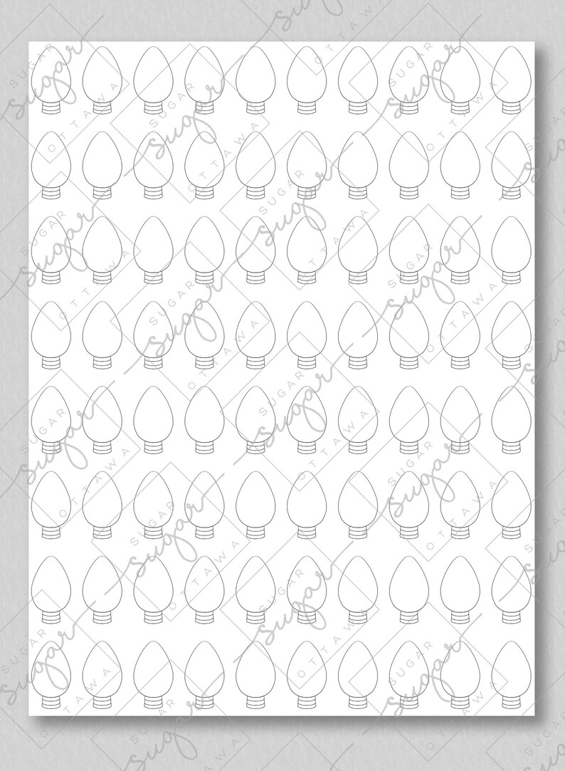 1 Inch Christmas Light Bulb Royal Icing Transfer Sheet Holiday Winter ...