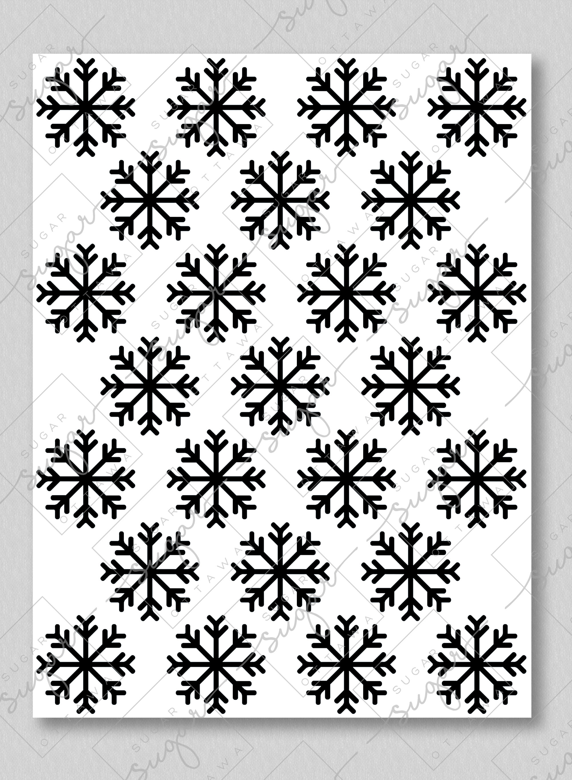 1.5 Inch Snowflake Royal Icing Transfer Sheet Holiday Winter Christmas ...