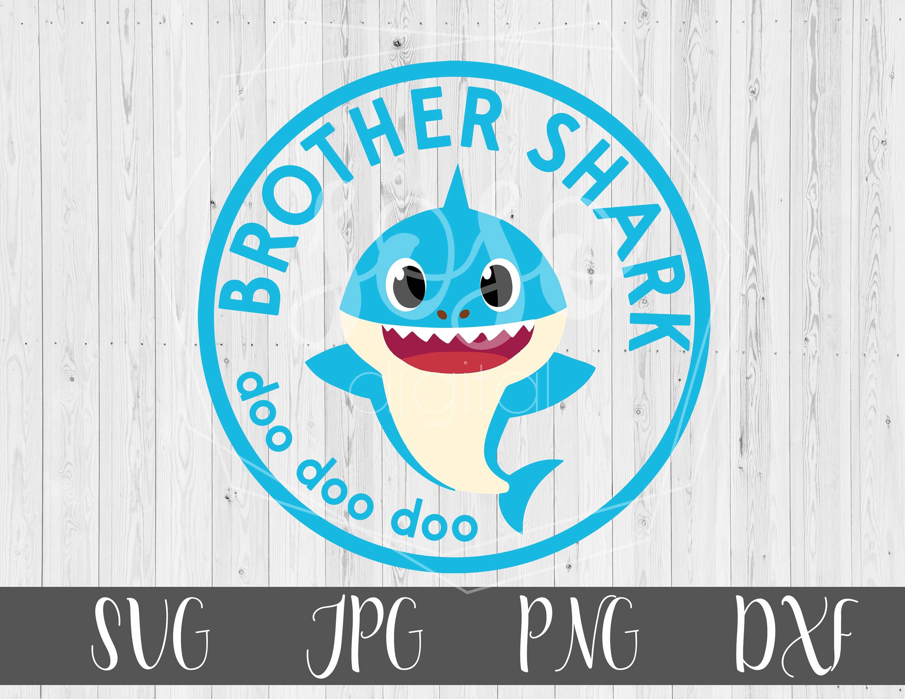Brother Shark svg Baby Shark Svg png jpg iron on transfer | Etsy