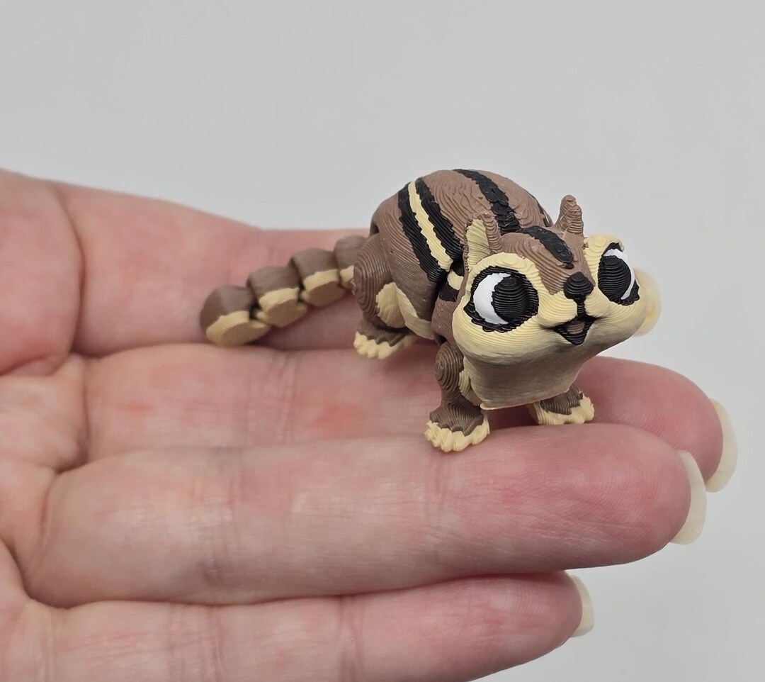 Striped Chipmunk Cartoon Style Miniature Mini Figure 3D Print ...