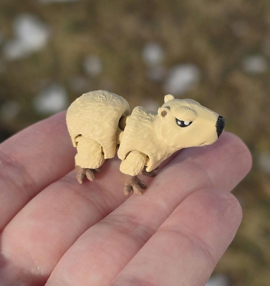 Baby Capybara Miniature Mini 3D Print Articulated Figure Tan Brown ...