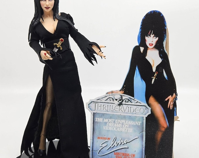 Standee Only 7" Tall 1:12 Elvira Custom Miniature Mini Thriller VHS ...