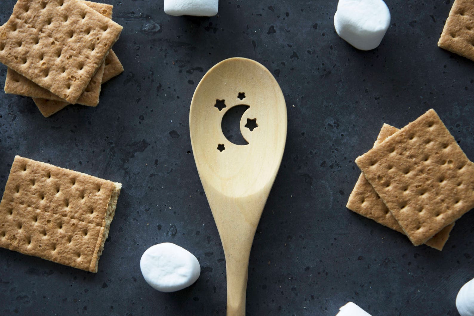 Wood Spoon MOON AND STARS Carved Wooden Spoon Kitchen | Etsy