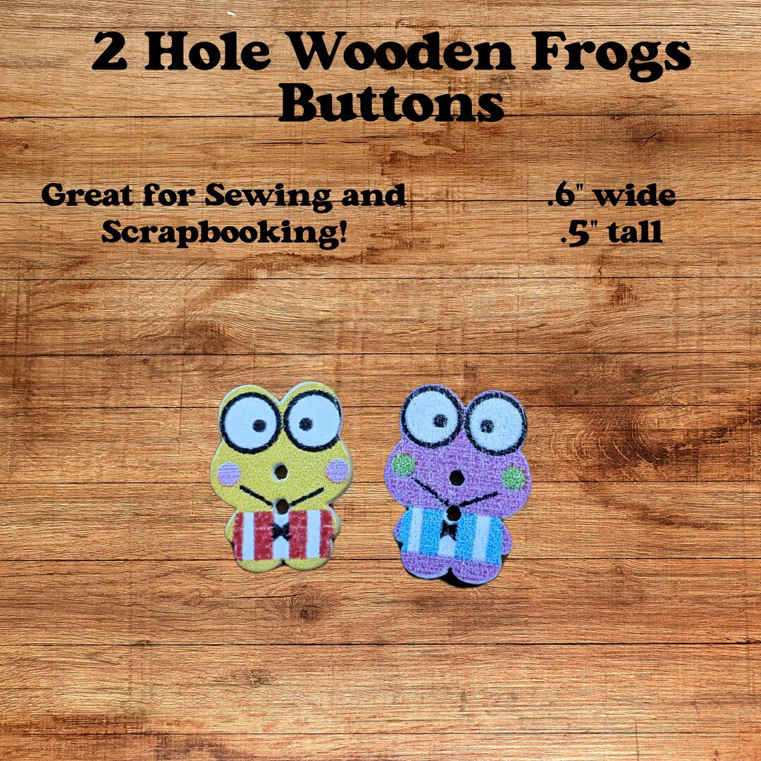 READY TO SHIP Frog Buttons Assorted Frog Buttons Wooden Buttons 2-hole ...