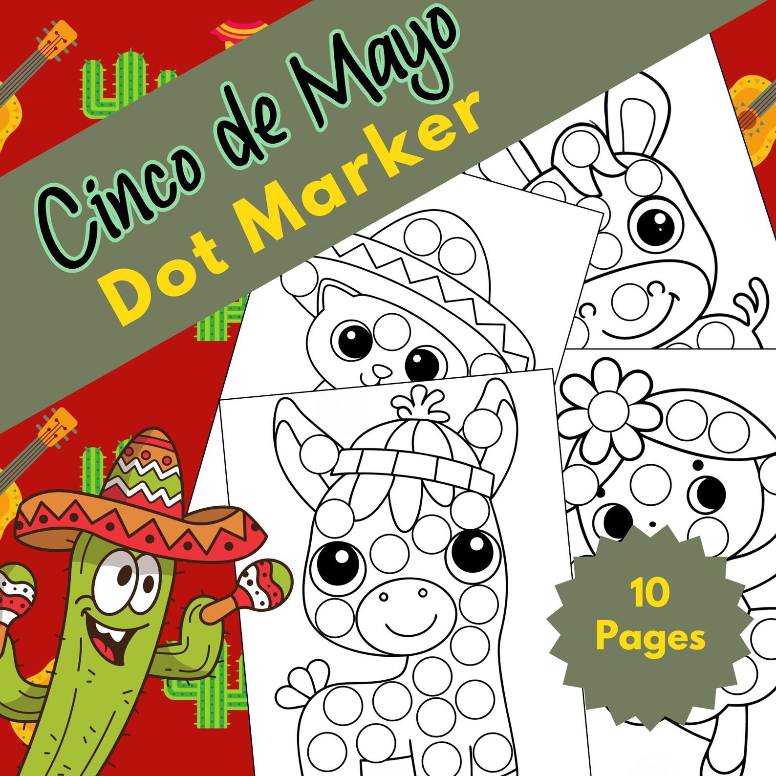 Cinco De Mayo Dot Marker Fun: 10 Festive Printable Pages for Instant ...
