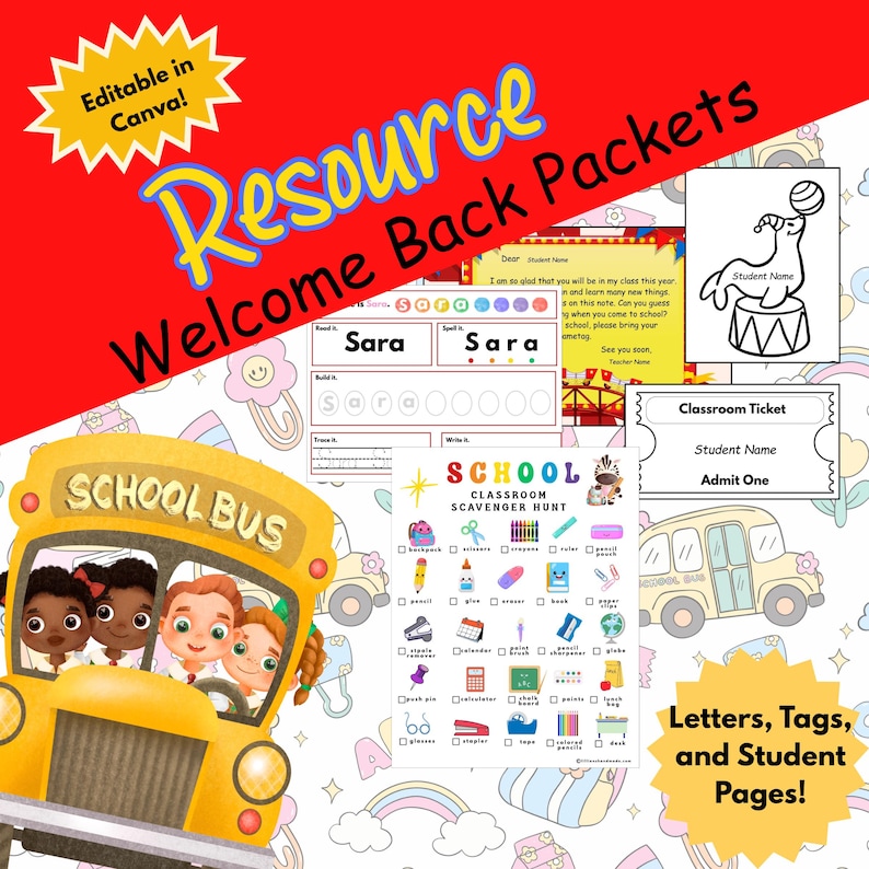 Editable Back to School Welcome Packet Canva | Themed Letters + Student ...