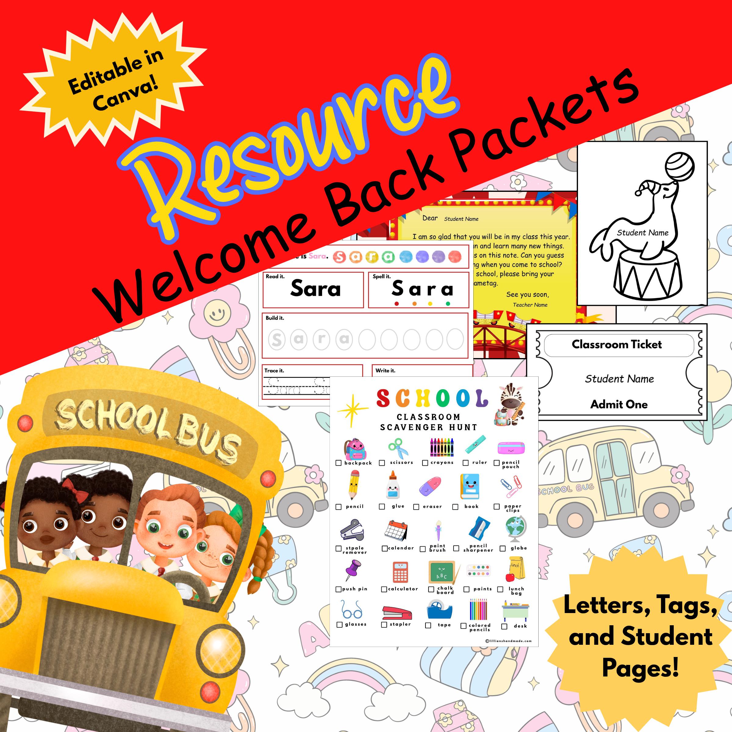 Editable Back to School Welcome Packet Canva | Themed Letters + Student ...