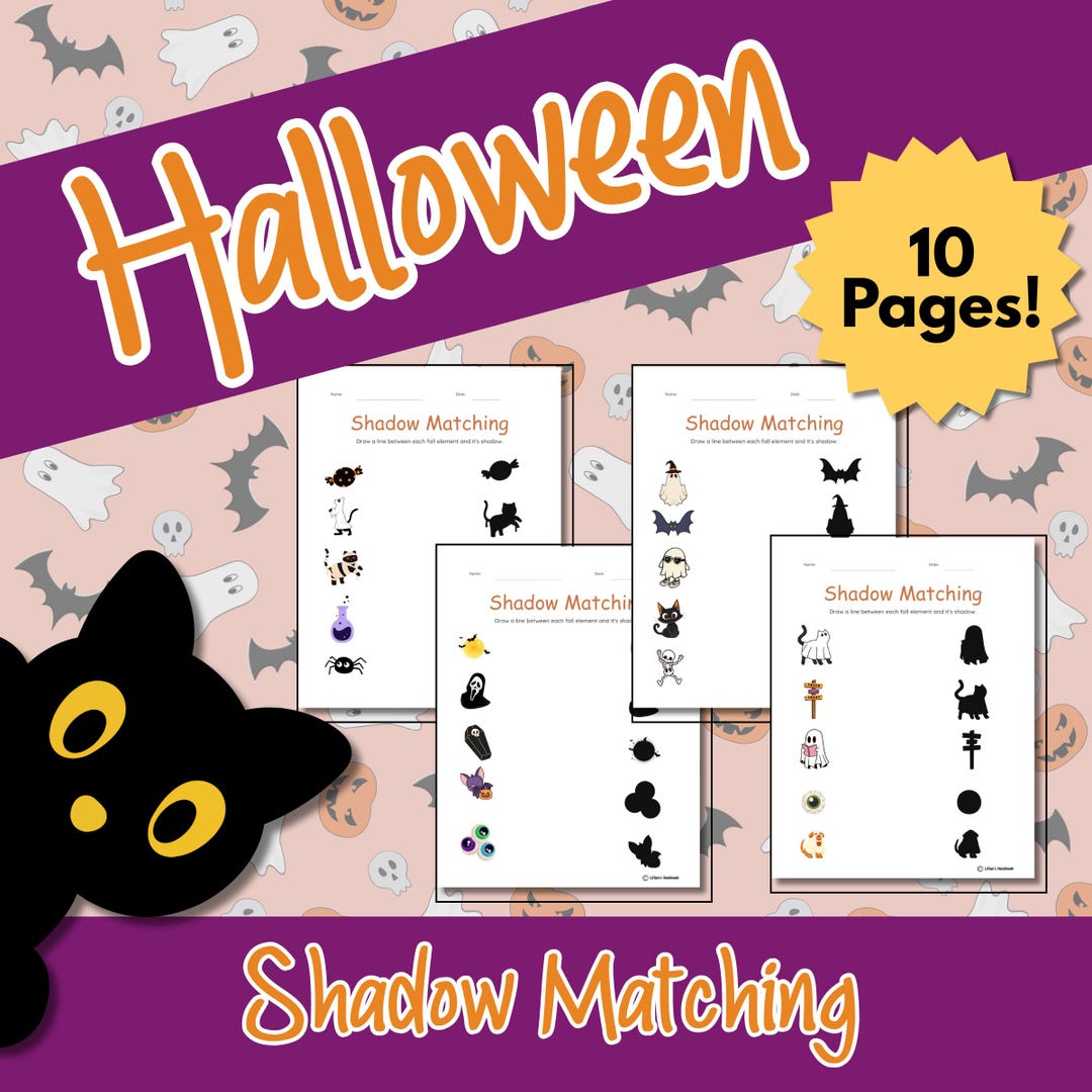 Halloween Shadow Matching Worksheets for Preschool Through Kindergarten ...
