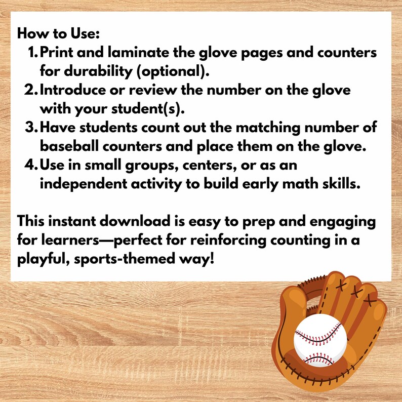 Baseball Counting Activity, Numbers 1-10 Count, Count Activities for ...
