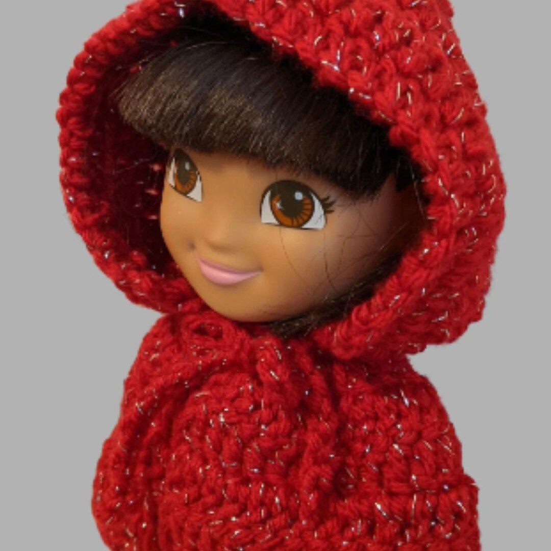 Dora Doll Hooded Cape to Fit 8 Inch Dora the Explorer Doll Crochet Doll ...