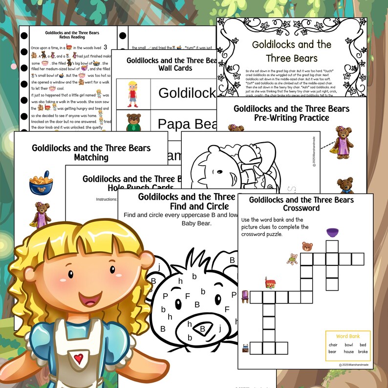 Unit Study/activity Pages - Goldilocks and the Three Bears Worksheets ...