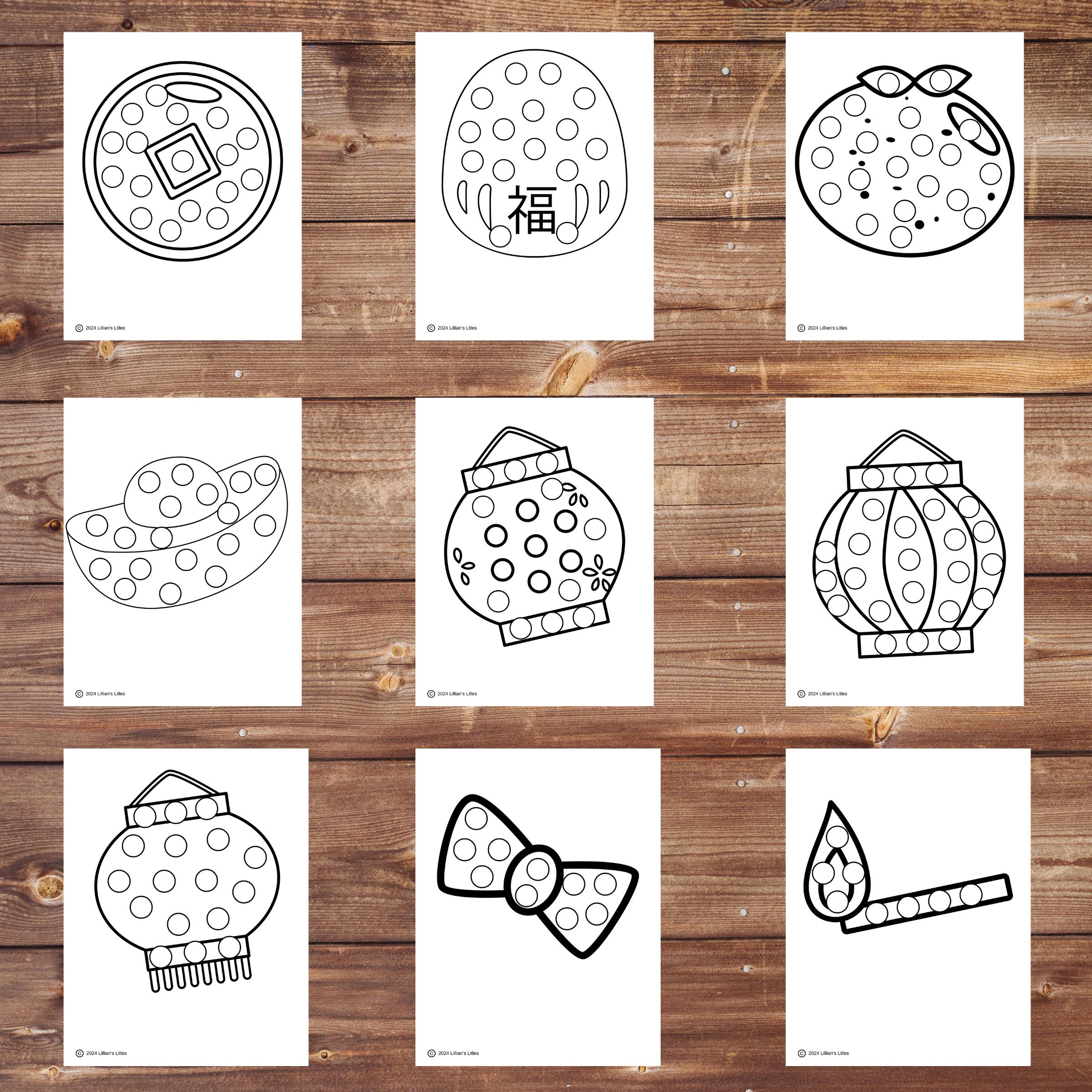 Chinese New Year Dot Marker Coloring Sheets, Activities for Kids ...