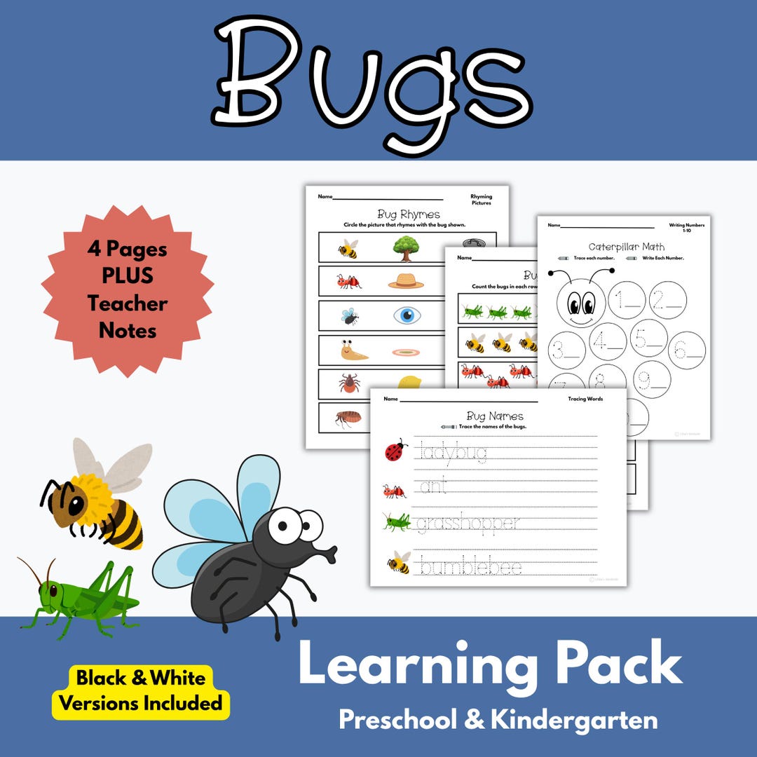 Bug Activities Preschool Worksheets Rhyming Counting Tracing Math ...