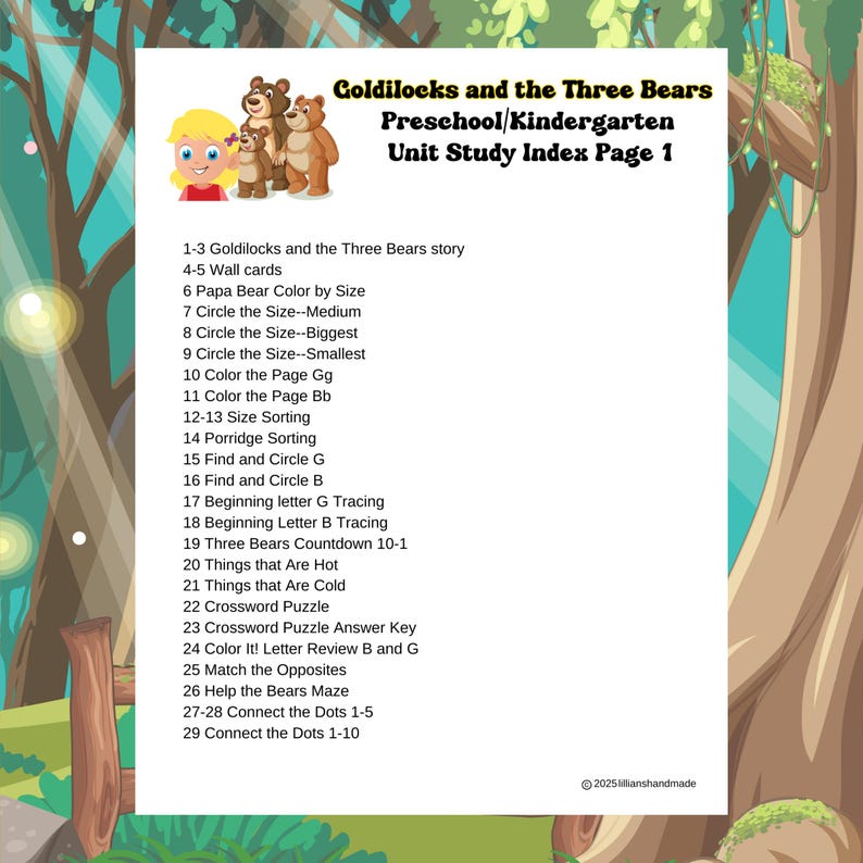 Unit Study/activity Pages - Goldilocks and the Three Bears Worksheets ...