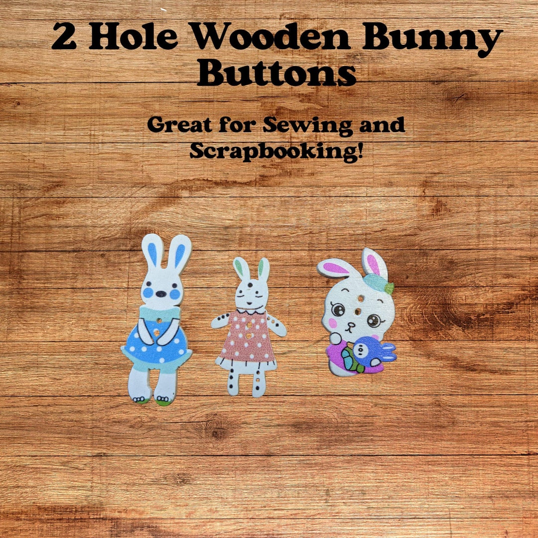 READY TO SHIP Bunny Buttons Wooden Rabbit Buttons 2-hole Buttons for ...
