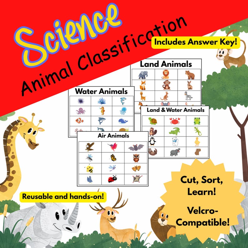 Animal Classification Activity | Cut and Sort by Habitat | Land, Water ...