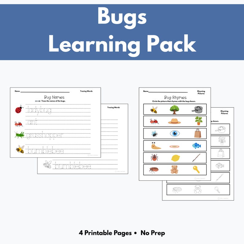 Bug Activities Preschool Worksheets Rhyming Counting Tracing Math ...