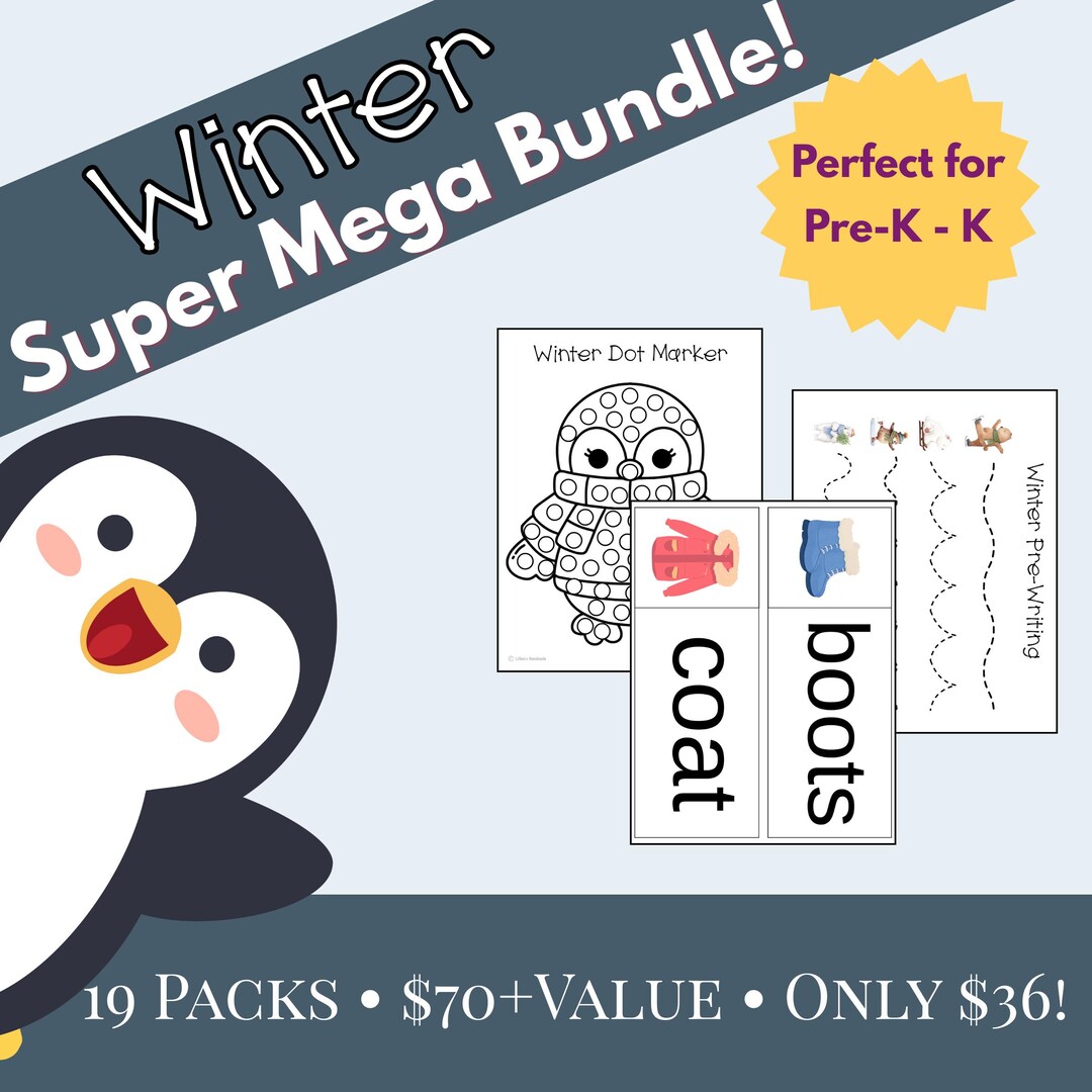 Winter Super Mega Bundle for Pre-k Through Early Elementary--19 Packs ...