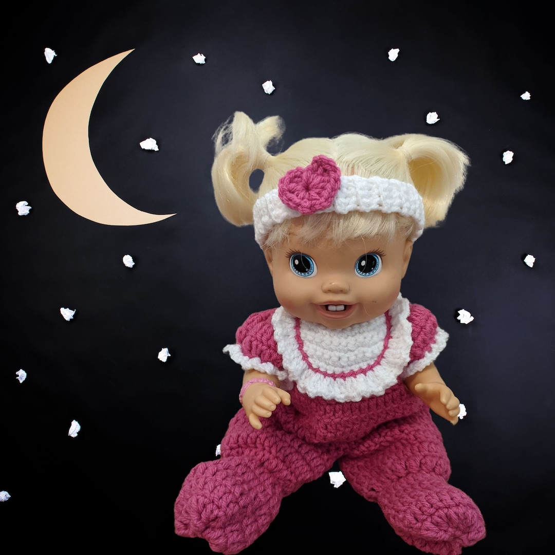 Doll Footie Pajama Set Crocheted Purple Footie Pajama Set for 13 Inch ...