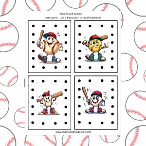 Baseball Hole Punch Activities Preschool, Fine Motor Skills Activity ...