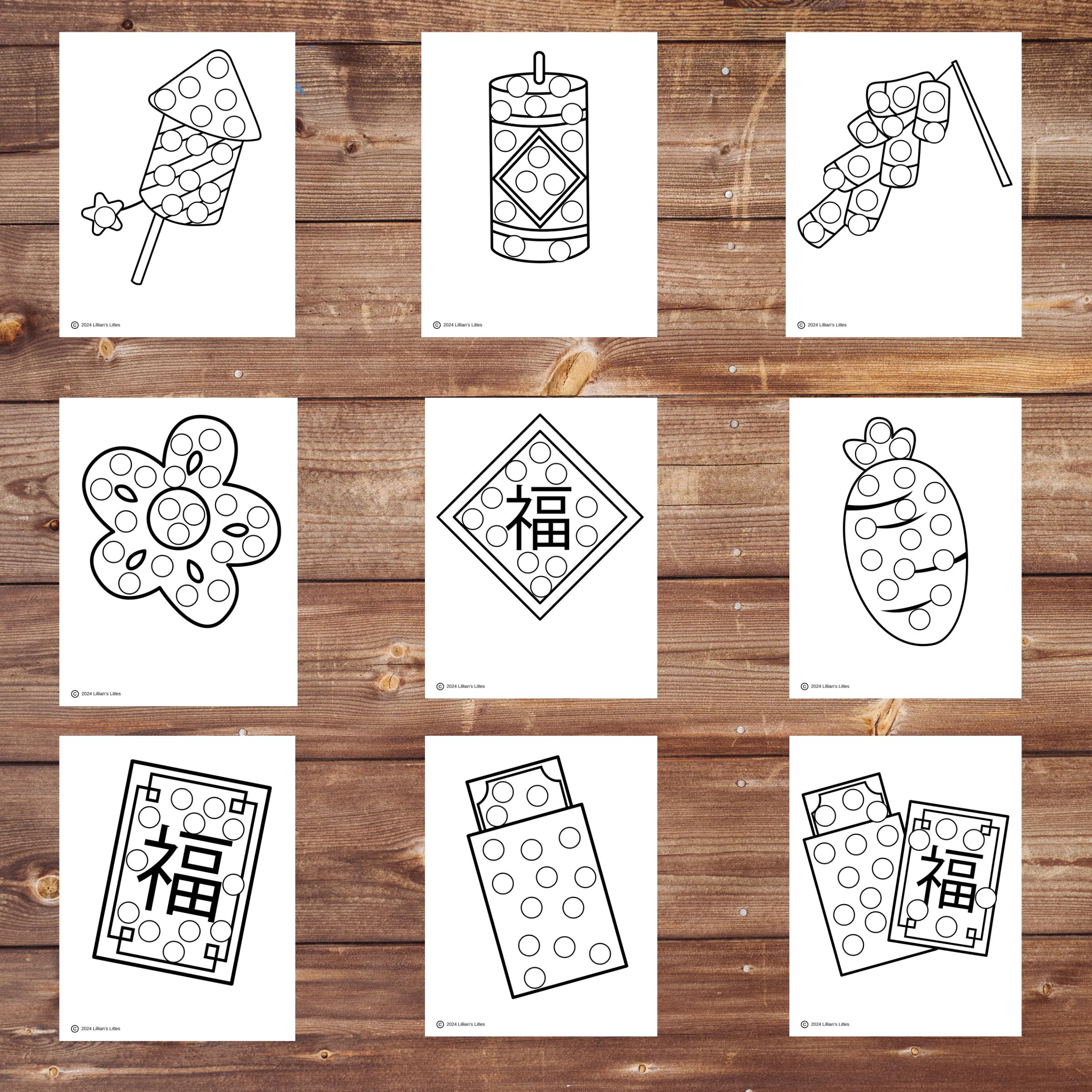 Chinese New Year Dot Marker Coloring Sheets, Activities for Kids ...