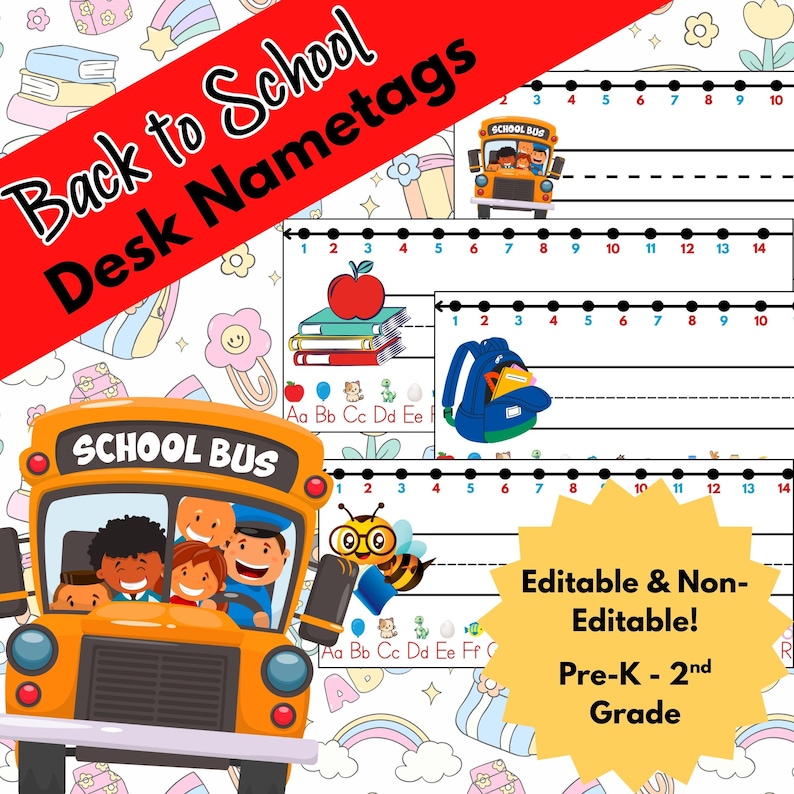Editable Back-to-school Nameplates | Desk Name Tags With Alphabet ...