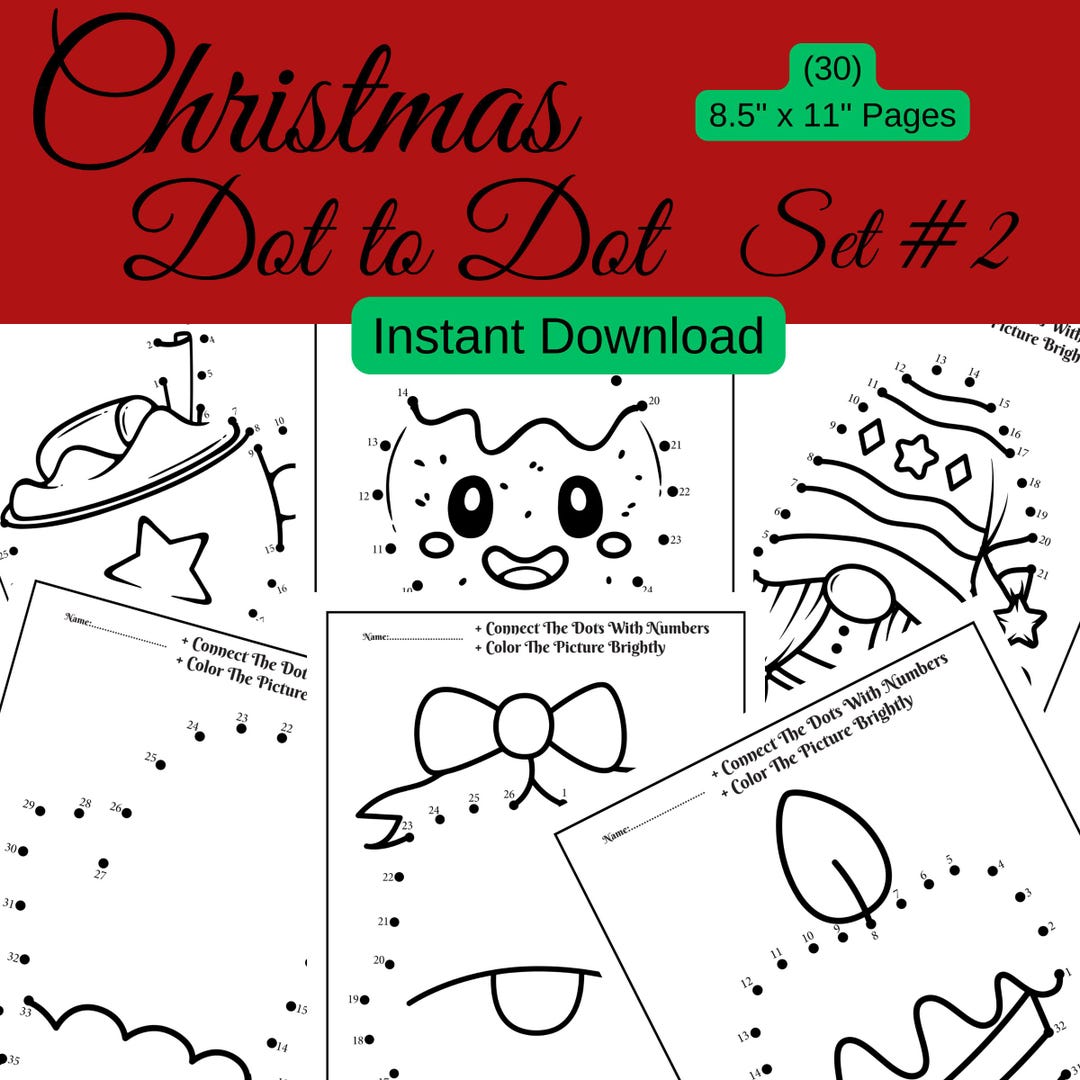 Christmas Dot-to-dot, Christmas Coloring Pages, Kids Christmas Coloring ...