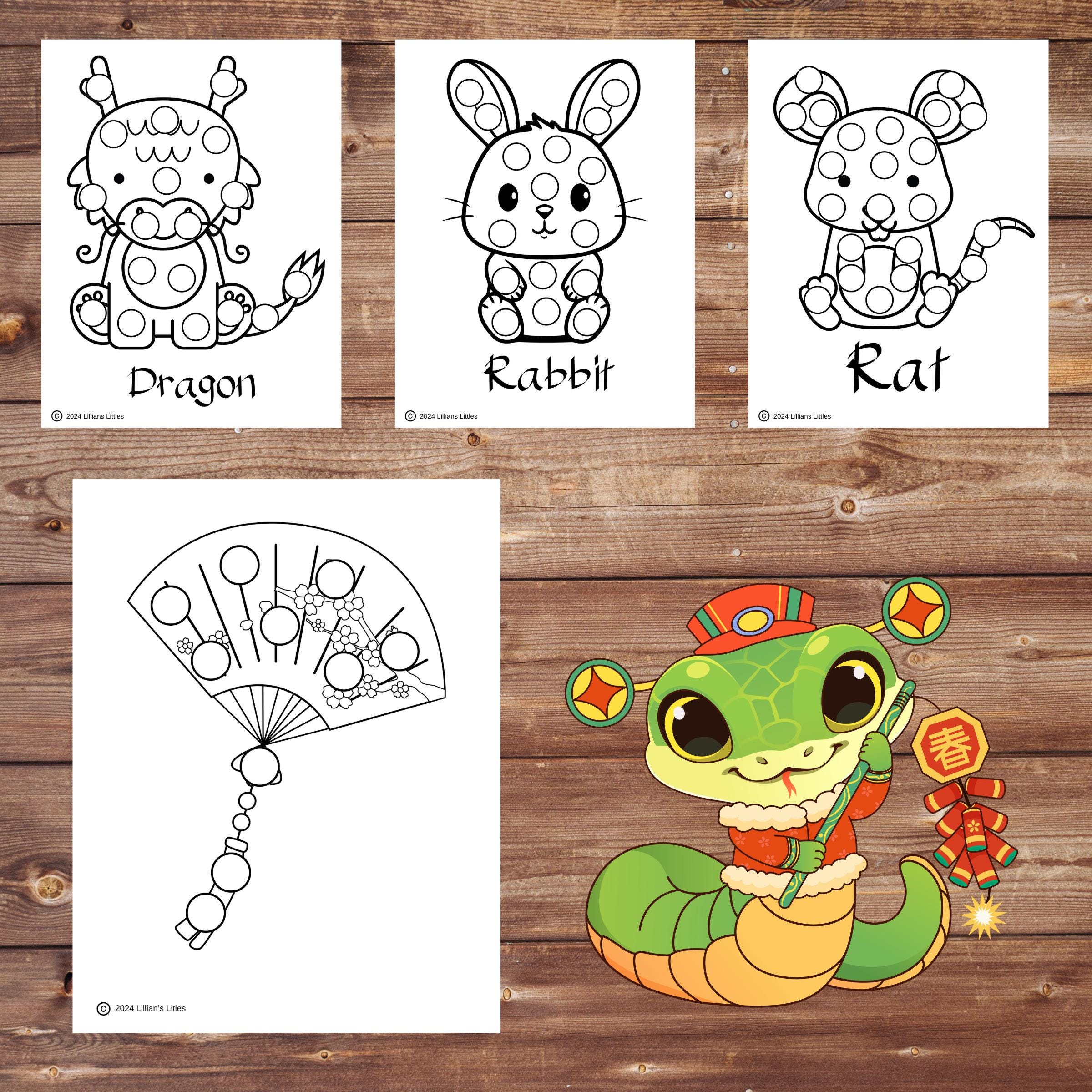 Chinese New Year Dot Marker Coloring Sheets, Activities for Kids ...