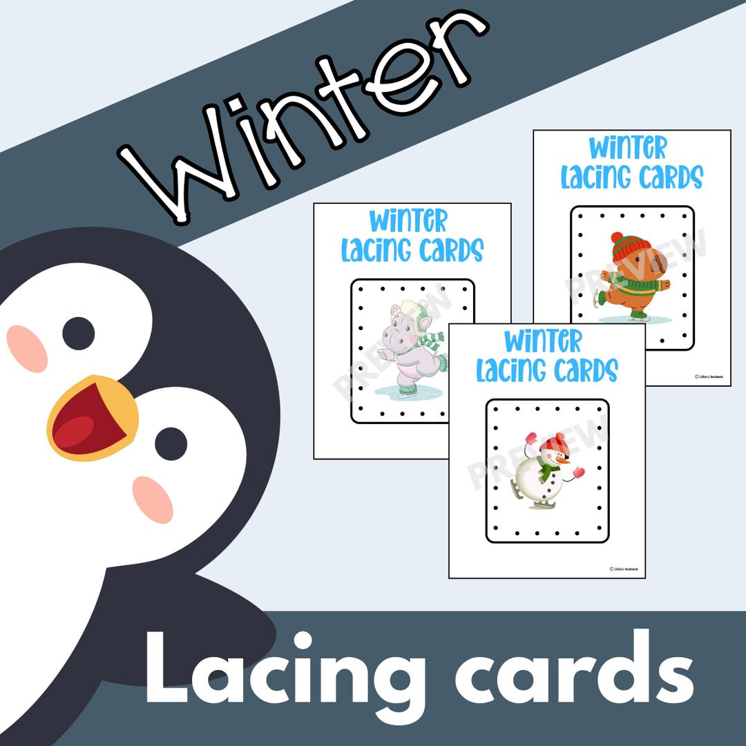 10 Winter-themed Lacing Cards - Engaging Activities for Pre-k to Early ...