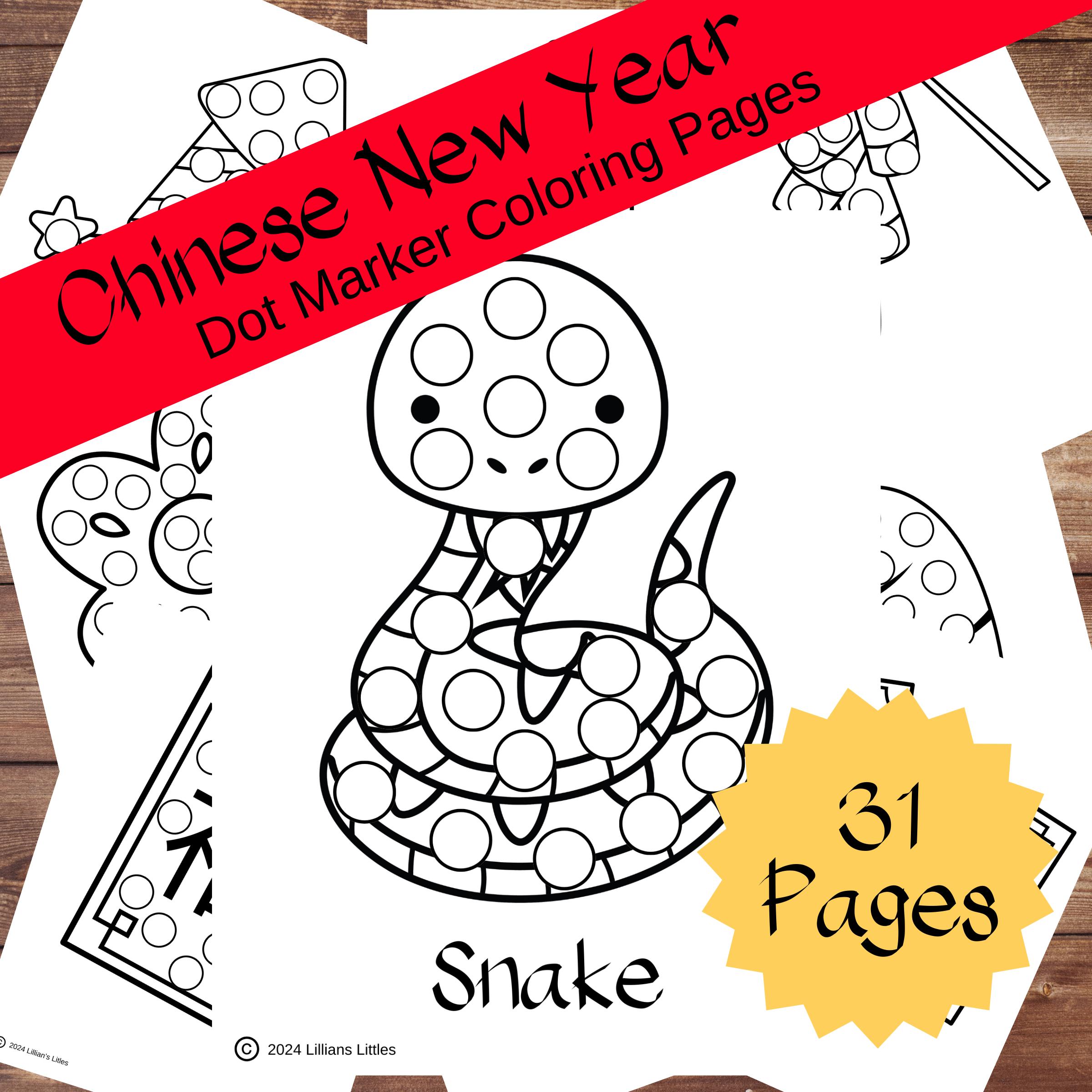 Chinese New Year Dot Marker Coloring Sheets, Activities for Kids ...