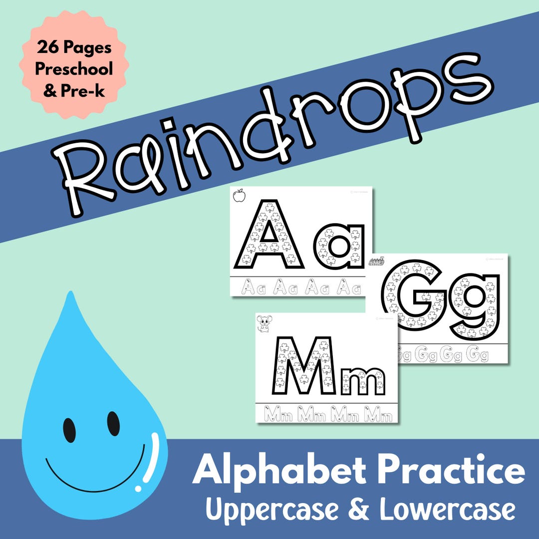 Raindrops Alphabet Practice Worksheets | Preschool Letter Tracing ...