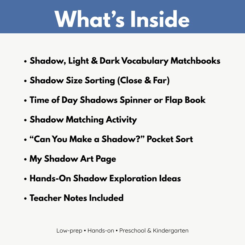 Shadows Unit Study Lapbook Printable | Light and Shadow Science ...