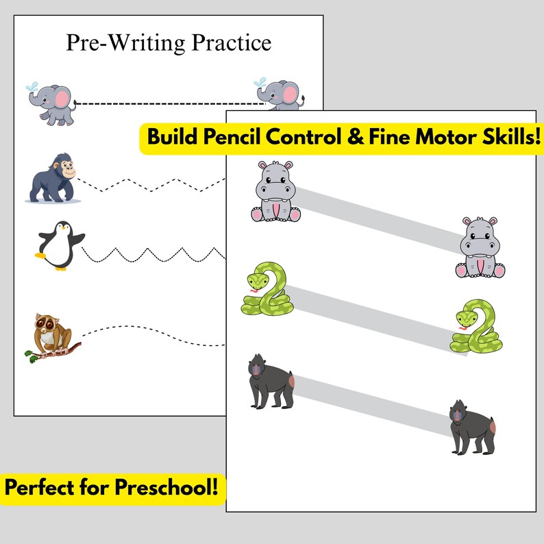 Zoo Tracing Worksheets for Preschool – Fine Motor Skills Practice | Pre ...