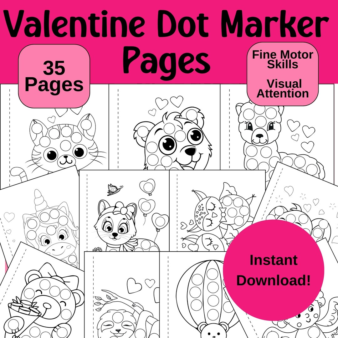 Valentine Dot Marker Pages Toddler Fine Motor Activity Montessori ...