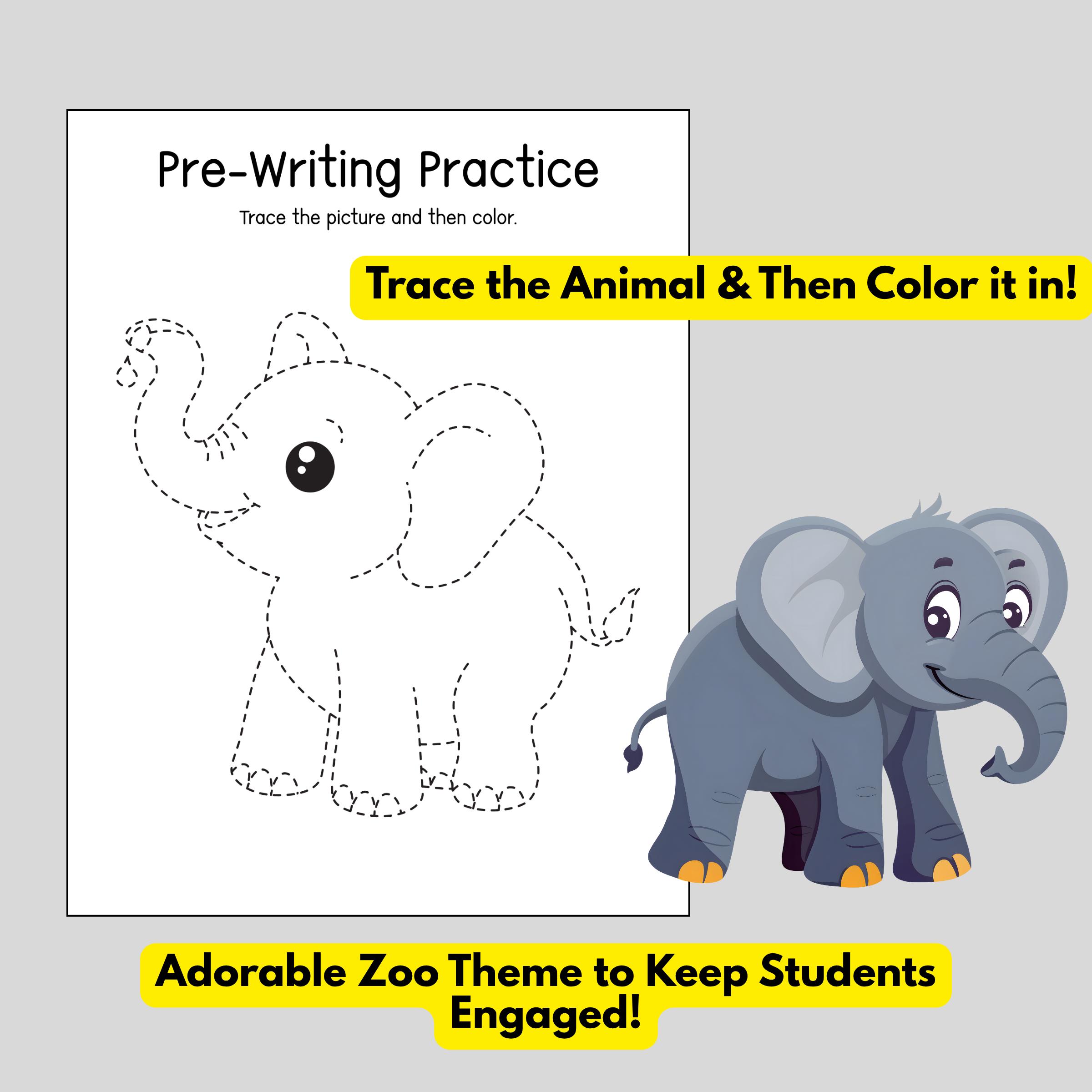 Zoo Tracing Worksheets for Preschool – Fine Motor Skills Practice | Pre ...