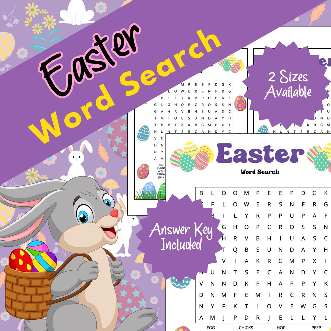 Easter Word Search, Easter Games for Kids, Printable Easter Games, Word ...