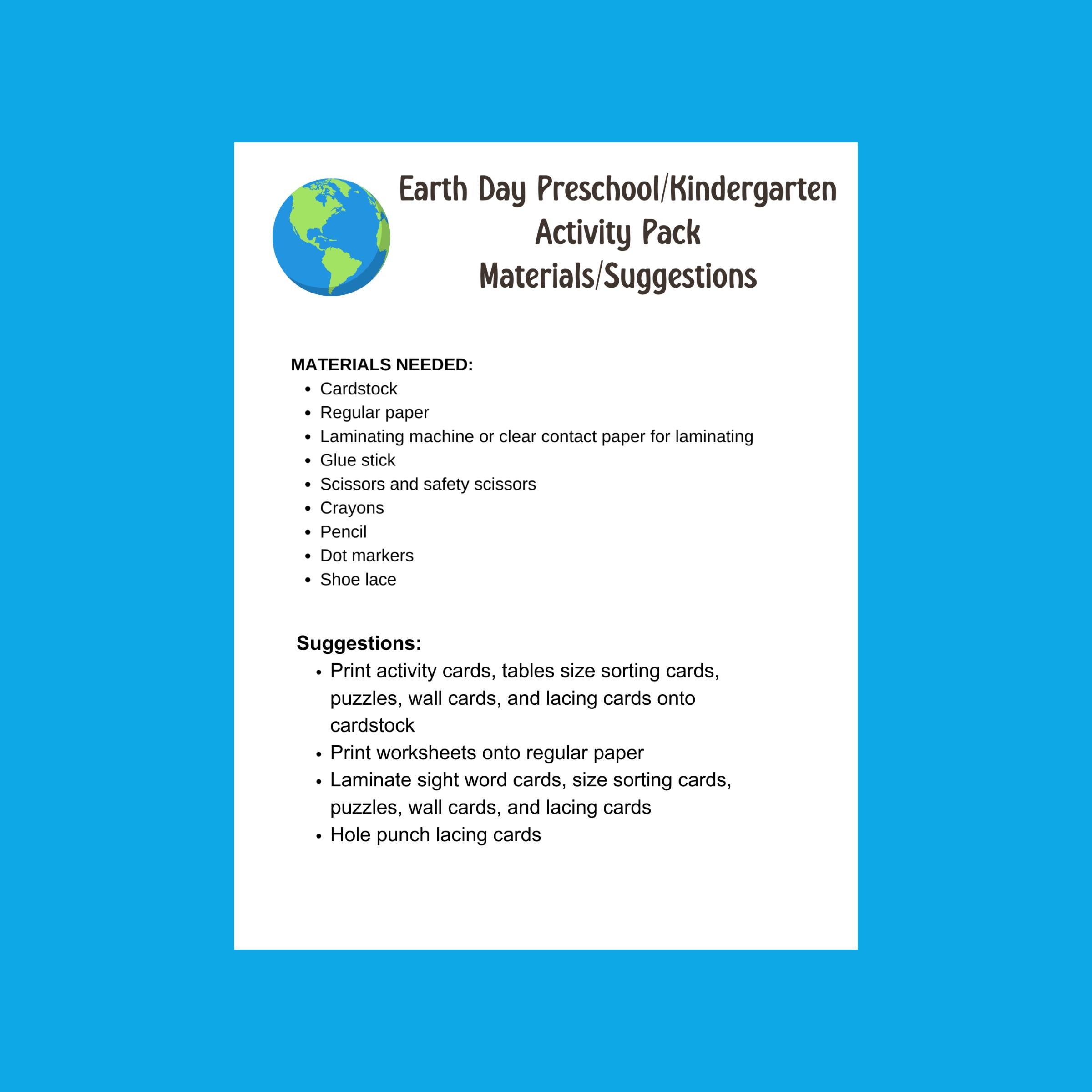 Earth Day Activity Pages Preschool Printable Worksheets Kindergarten ...