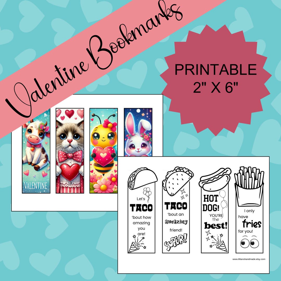 Valentine's Day Printable Coloring Bookmarks Printable Bookmarks ...