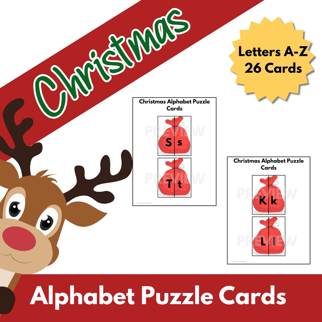 Christmas Alphabet Puzzle Cards – Seasonal Fun for Practicing Beginning ...